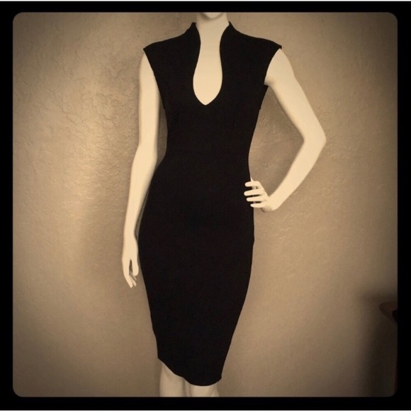 Windsor | Dresses | New Black Windsor Fitted Midi Dress Xs | Poshmark